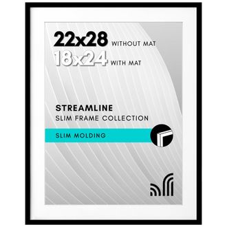 Americanflat Posterrahmen mit poliertem Plexiglas, 55 x 71 cm, Verwendung als 45,7 x 61 cm Rahmen mit Passepartout oder Display, 55,9 x 71,1 cm, ohne Passepartout,