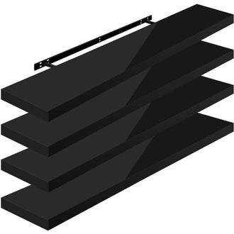 Woltu 4 x &Eacute;tag&egrave;re Murale, Tablette Murale Panneau de Bois, &Eacute;tag&egrave;re Flottante, &Eacute;tag&egrave;re &agrave; Livres, 110x22, 9x3, 8cm, Nior RG9483sz-4