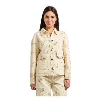 Manila Grace Femme, Vestes, Beige, Taille: 40 FR Veste Florale Int&eacute;grale