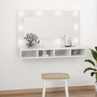 vidaXL Spiegelschrank mit led Hochglanz-Wei&szlig; 90x31,5x62 cm - Vidaxl