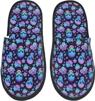 Generic Chaussons Femme Homme Crâne Fleur Drôle Chaussons Femme Lavable Automne Hiver Pantoufles À La Maison, Pour Intérieur Extérieur, Femmes, Hommes, L