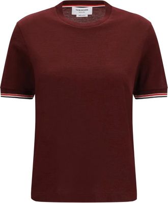 Thom Browne T-shirt en m&eacute;lange de laine - Femme - Tops - Rouge - Taille: 36 FR
