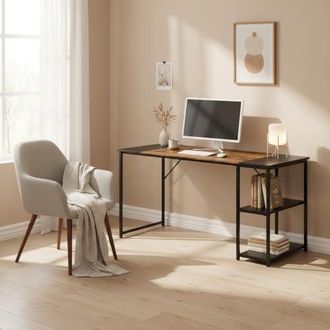 Furniture R Table &agrave; Dessin 120 x 60cm, Plateau Bi-Couleur R&eacute;tro Marron et Noir, 2 Etag&egrave;res Lat&eacute;rales-R&eacute;glage en Hauteur, Structure en M&eacute;tal, Id&eacute;ale pour Artistes,