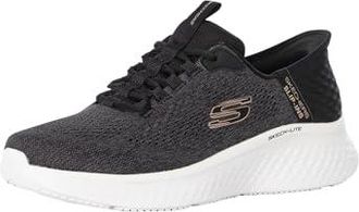 Skechers Baskets Lite Pro Primebase pour Homme, Bordure Grise en Maille Noire, 41.5 EU