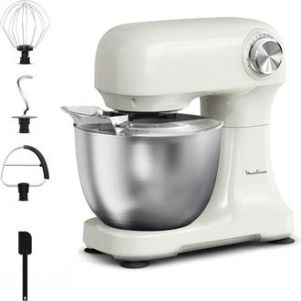 Moulinex Bake Simple, Robot p&acirc;tissier, compact, utilisation facile, Fouet, batteur et crochet petrin, QA141AF0