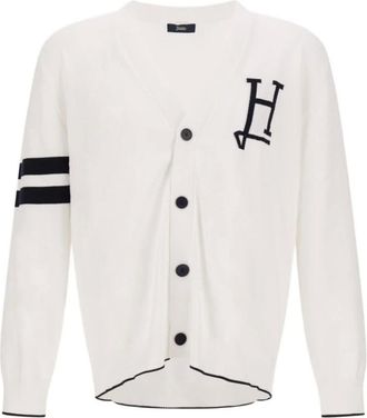 Herno Homme, Pulls, Blanc, Taille: XL Logo Cardigan