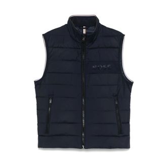 HUGO BOSS Homme, Vestes, Bleu, Taille: XL Gilet sans Manches Bleu Marine avec Logo Imprim&eacute;