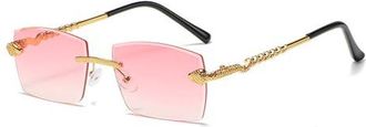 Generic Lunettes de soleil polygonales sans monture pour femmes, décoration serpent rétro, lunettes transparentes UV400 2026 2023, rose, Taille unique