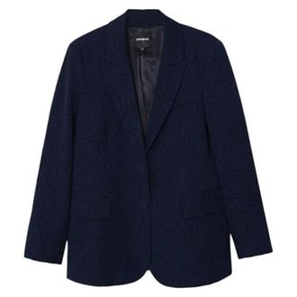 Desigual Femme Blazer tiss&eacute;, Bleu, Taille