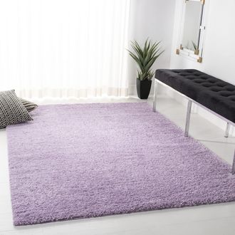 Safavieh Zottelig Teppich f&uuml;r Wohnzimmer, Esszimmer, Schlafzimmer - August Shag Collection, Kurzer Flor, Lila, 91 X 152 cm