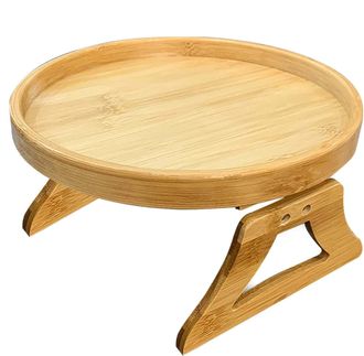 Generico Ripsest Clip - Tischtablett f&uuml;r Sofa-Arm | Clip am Sofatablett | Clip auf dem Seitentisch mit klappbarem Tischbein | Armlehnen-Tisch aus Holz f&uuml;r das 