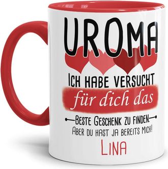 Tassendruck Geschenk Tasse mit Spruch PERSONALISIERT - Bestes Geschenk f&uuml;r Uroma von Urenkel - Kaffee-Tasse/Geschenkidee Geburtstag Muttertag/Muttertagsgeschenk -