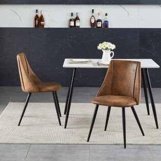M&S Collection M&s - Lot de 2 chaises design en tissu effet daim marron - rookie