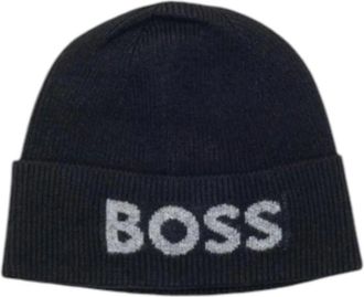 HUGO BOSS Homme, Accessoires, Noir, Taille: ONE Size Bonnet Imprim&eacute; M&eacute;lange de Laine