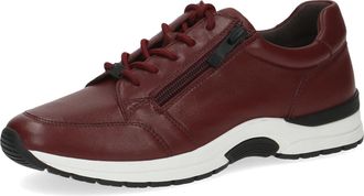 Caprice Damen Sneaker flach aus Leder mit Reißverschluss, Rot (Bordeaux Nappa), 36 EU