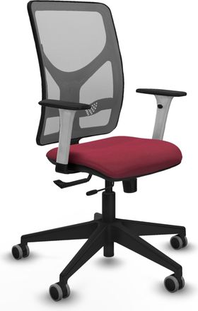 Piqueras y Crespo Arbeitsstuhl mit Rollen mit wei&szlig;en und schwarzen Armlehnen, h&ouml;henverstellbare Lendenwirbelst&uuml;tze, ausgestattet mit Syncro/Traslack und Schneideschaum,