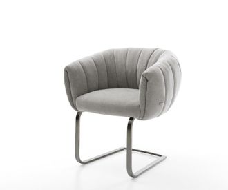 DELIFE Freischwinger Jada-Flex Strukturstoff Soft Grau Freischwinger flach Graphit Taschenfederkern, Esszimmerst&uuml;hle