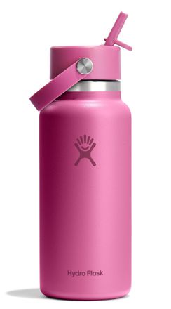 Hydro Flask 907.2 g Wide Flex Straw Cap Bottle - Insulated Stainless Steel - Wide Straw Lid, Non Spill, Leakproof in Reef