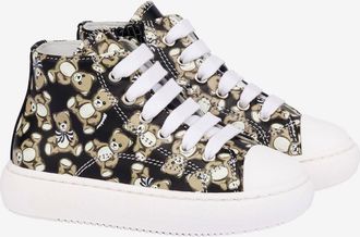 Moschino Moschino Teddybär hohe Turnschuhe aus Kalbsleder - Weiß;Braun;Schwarz