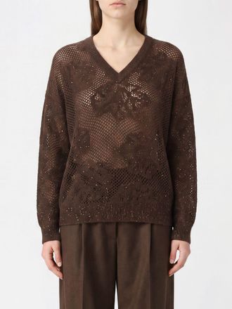 Brunello Cucinelli Pull en laine m&eacute;lang&eacute;e &agrave; col V et sequins