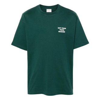 Dr&ocirc;le de Monsieur Homme, Tops, Vert, Taille: M T-shirt Vert Fonc&eacute; &agrave; Slogan