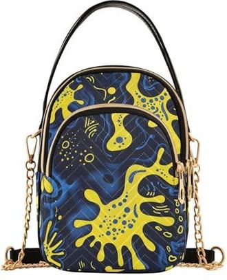 Mnsruu Sac à bandoulière pour femme, bleu foncé, jaune, sac à dos fluide, sac à main, petit sac à bandoulière avec sangle réglable