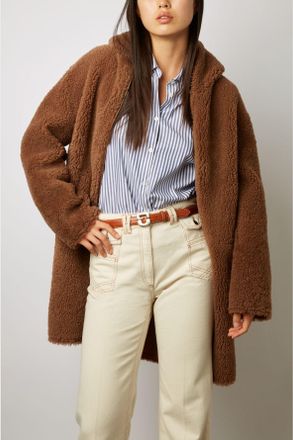 Gerard Darel Manteau r&eacute;versible en peau lain&eacute;e - MAELISSE - Paille