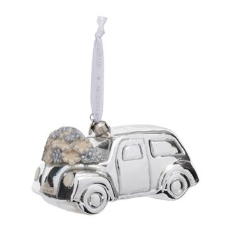 Riviera Maison Weihnachtskugel Silber, Christbaumkugel, Christbaumschmuck - RM Limited Flower Car Auto mit Blumen - Glas - Handgefertigt - (LxBxH) 13x7.5x7