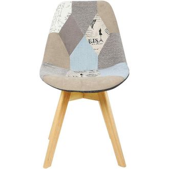 Woltu Chaise de Cuisine Assise en Lin Chaise Salle &agrave; Manger avec dossier etpieds en Bois, Multicolore - Woltu