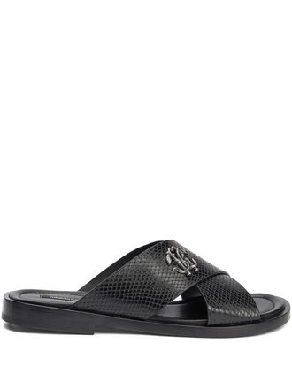 Roberto Cavalli sandales &agrave; effet peau de serpent - Noir