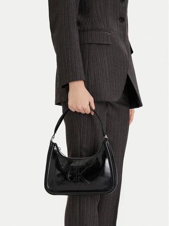 Calvin Klein Handtasche Bold Ck Metallic Shoulder Bag LV04F3332G Schwarz