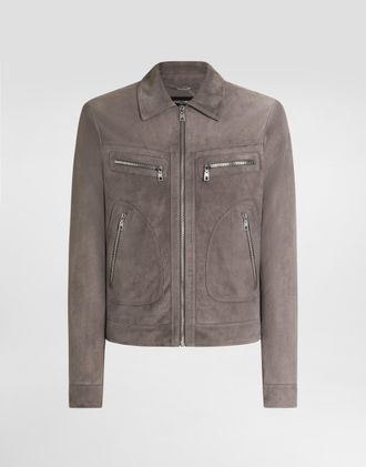 Dolce & Gabbana Jacke Aus Veloursleder - Mann M&auml;ntel Und Jacken Grau 46