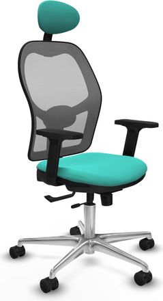 Piqueras y Crespo B&uuml;rostuhl mit 2D-Armen, h&ouml;henverstellbarer Lendenwirbelst&uuml;tze und festem Kopfteil, ausgestattet mit Syncro/Traslack und injiziertem Schaumstoff, Grau/