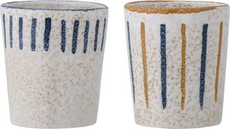 Bloomingville CREATIVE COLLECTION Lobelia Tasse, Blue, Steingut, T8xH9 cm, 2er-Set, 250 ml