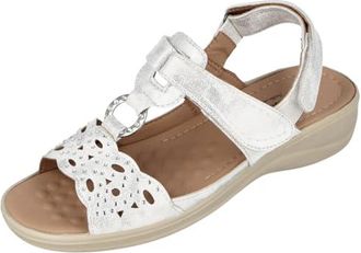 Cushion-Walk Sandales d&eacute;t&eacute; pour femme avec bride arri&egrave;re en T et bout ouvert, Argent&eacute;., 40 EU