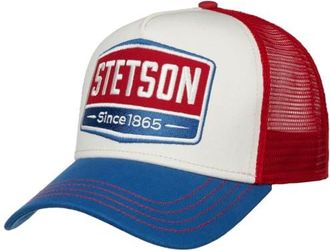 Stetson Casquette Trucker Highway Small Enfant/Homme - Mesh de Baseball Snapback Snapback, avec visière Printemps-été - Taille Unique Bleu-Rouge