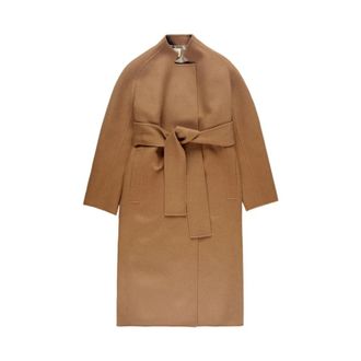 Khaite Kamelbrauner Wickelmantel mit G&uuml;rtel - - Coats - Damen - Braun - S