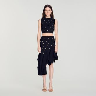 Sandro Jupe en maille &agrave; studs