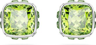 Swarovski Birthstone Ohrstecker August, Grüne und Rhodinierte Ohrringe mit Strahlenden Swarovski Kristallen