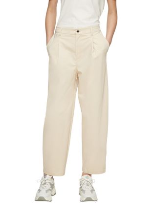s.Oliver Cropped-Hose aus Twill mit Barrel Leg und Elastikbund in High Rise