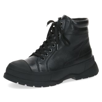 Caprice Damen Stiefeletten zum Schn&uuml;ren Climotion aus Leder Plateau Weite G, Schwarz (Black Nappa), 40 EU
