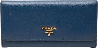 Prada Portefeuille long bifold Saffiano Pre-owned - Femme - Pre-owned - Bleu - Taille: ONE Size