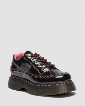 Dr. Martens Buzz 5-&Ouml;sen Distressed Lackleder Schuhe in Schwarz, Gr&ouml;&szlig;e: 36