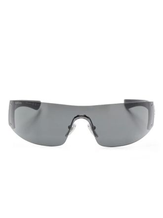 Gucci Shield-Sonnenbrille mit Kristallen - Schwarz