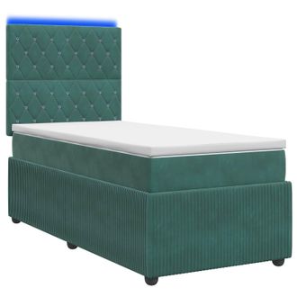 vidaXL Letto Box Spring Led Con Materasso Verde Scuro 90 X 200 Cm Vidaxl