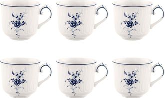 Villeroy & Boch Vieux Luxembourg 6er Set Espressotasse 100ml wei&szlig; blau Porzellan