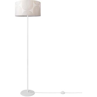 Paco Home Paco Home - Stehlampe Wohnzimmer Lampenschirm Stoff Stehleuchte Leselampe Abstrakt Vintage Design 5 (&Oslash;38 cm), Stehleuchte Einbein - Schwarz