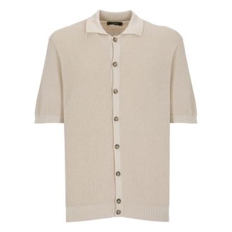 PESERICO Homme, Pulls, Beige, Taille: M Chemise en Coton Beige avec Col
