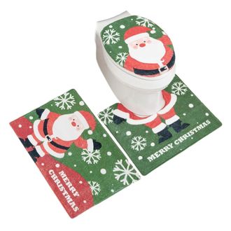 Generic Copriwater Natale - Set Tappetini WC Forma U Tema Natalizio | Kit Assorbente Antiscivolo Antimacchia - Decorazione Bagno, Accessorio Invernale Casa, R