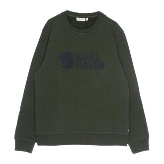 Fj&auml;llr&auml;ven Logo Rundhals-Sweatshirt Deep Forest - - Sweatshirts & Hoodies - Herren - Gr&uuml;n - S